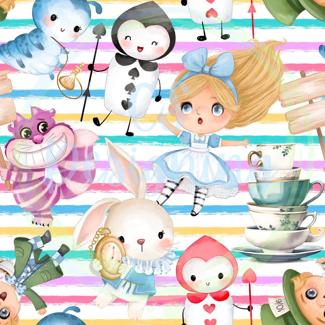 Alice in Wonderland Seamless,alice Seamless,seamless Pattern,digital ...