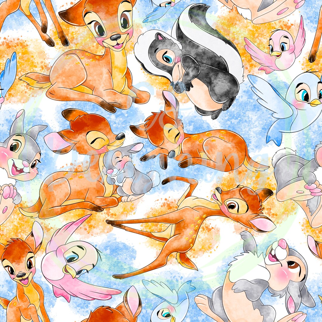 Bambi Seamless File,deer Seamless,bambi,seamless Pattern,digital Paper ...