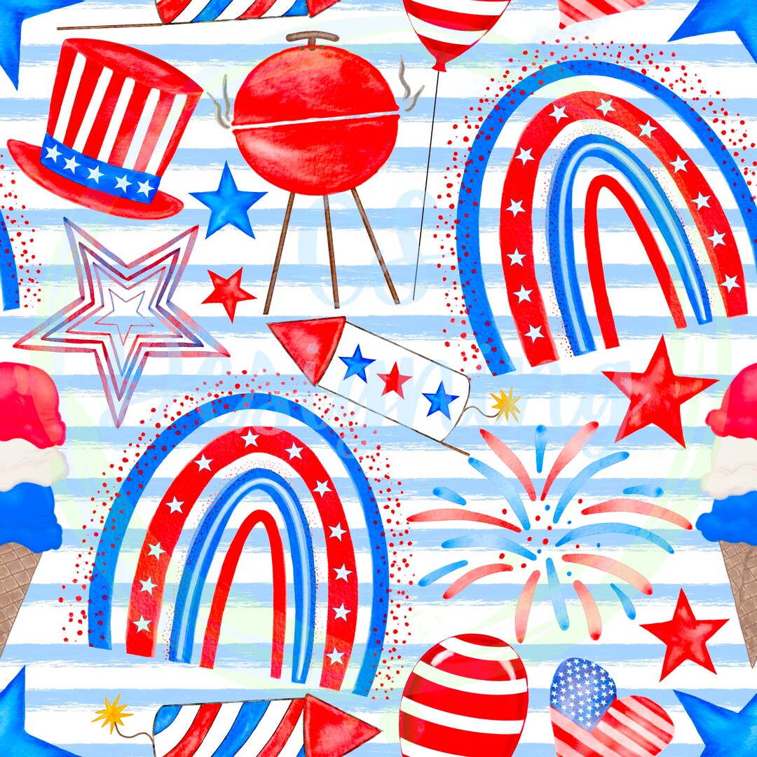 Fourth of July Seamless,fourth of July,seamless Pattern,digital Paper ...