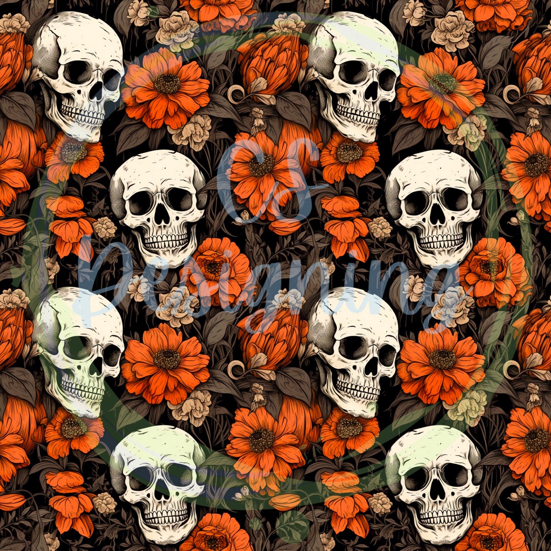 Halloween Skulls,halloween Seamless Digital File,seamless Pattern ...