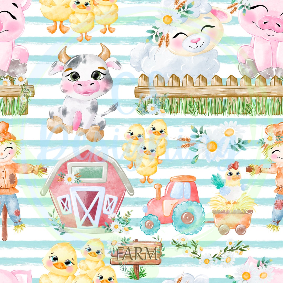 Farm Animals Seamless Pattern,seamless Pattern,digital Paper,digital ...