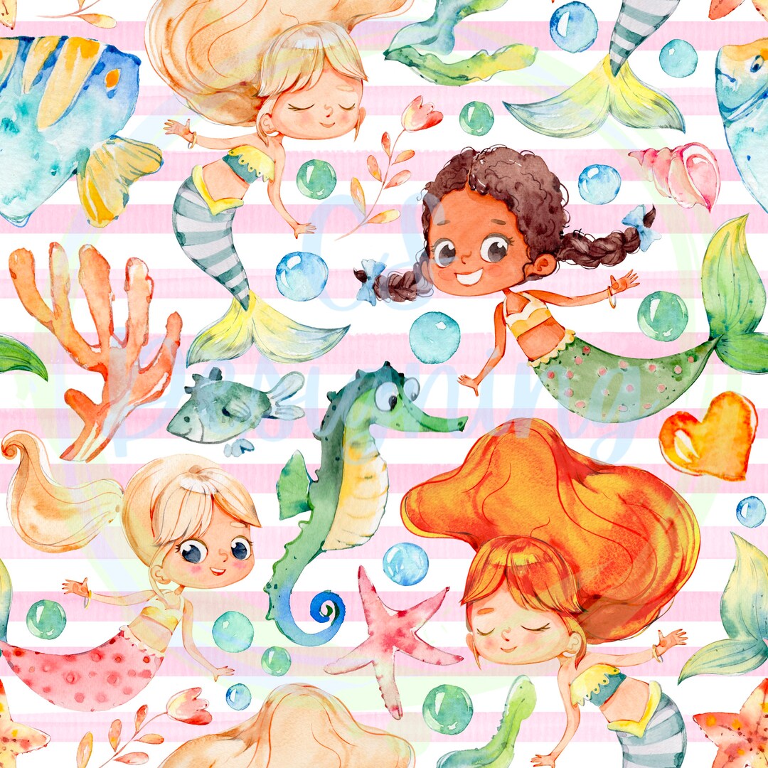 Mermaid Seamless,seamless Pattern,mermaid Pattern,digital Paper,digital ...