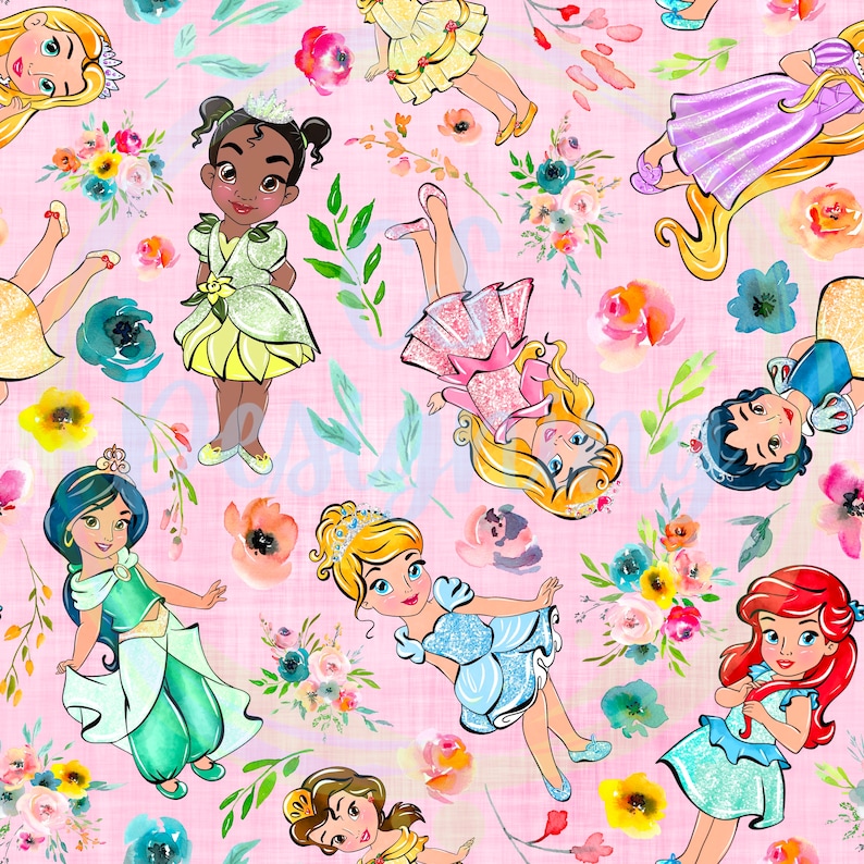 Princess Seamlessprincess Seamless Patterndigital - Etsy