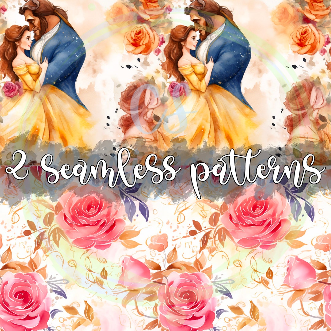 Beauty and the Beast,princess Seamless Pattern,seamless Pattern,digital ...