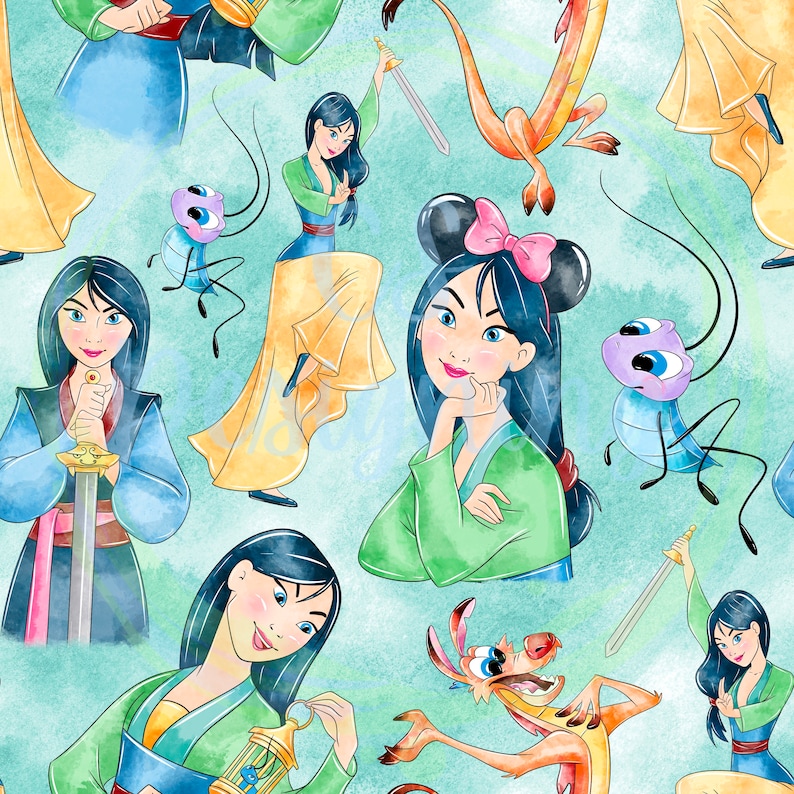 Mulan Seamless,princess Seamless Pattern,digital Paper,digital,seamless ...