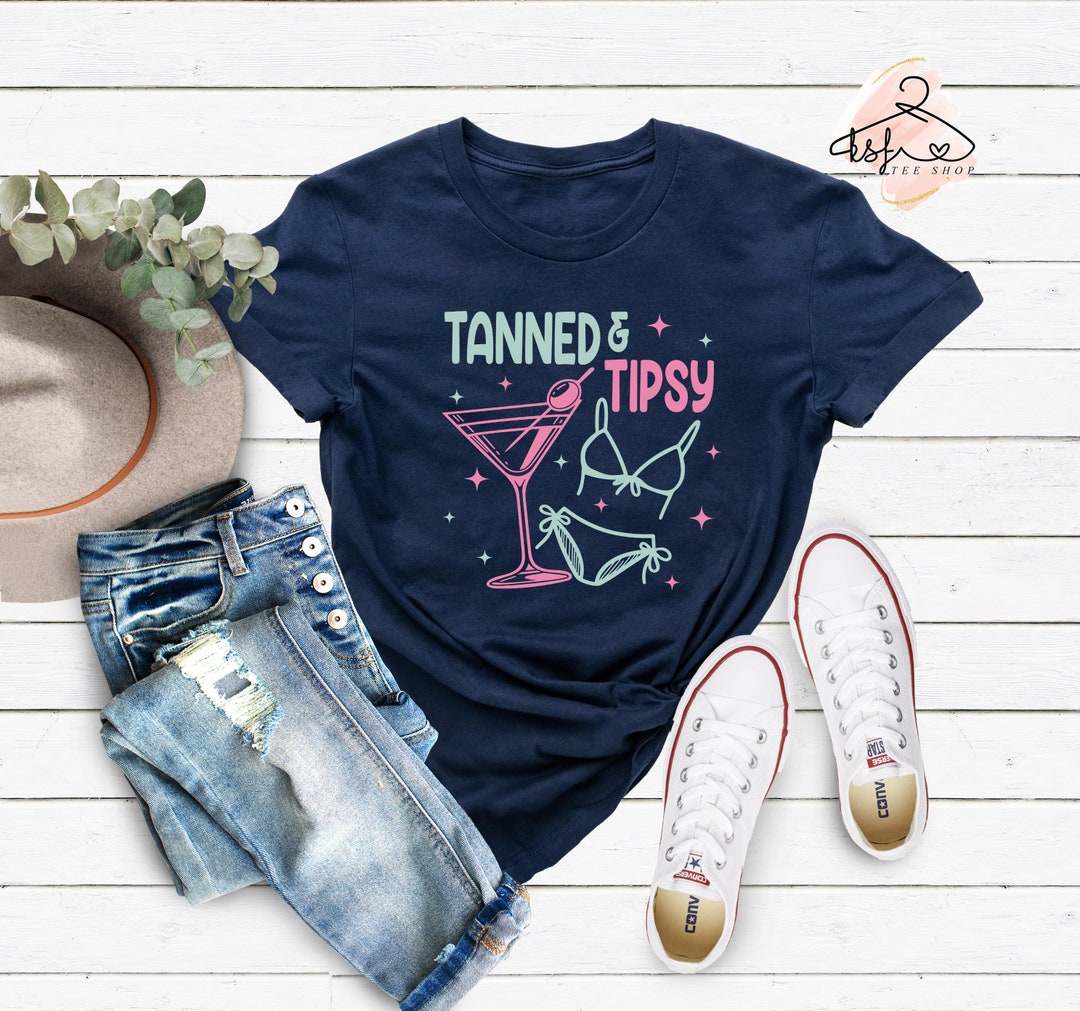 Tanned and Tipsy Shirt: Summer Beach Vacation T-shirt - Etsy
