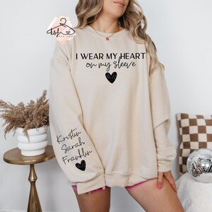Custom 'heart on Sleeve' Sweatshirt: Personalized Name Gift - Etsy