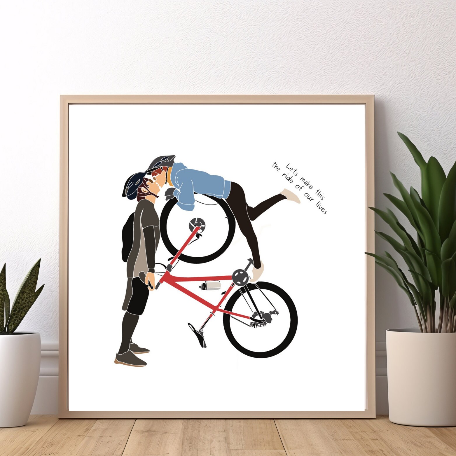Couples Cycle Gift, Unique Cycling Art Print, Romantic Bike Lovers ...