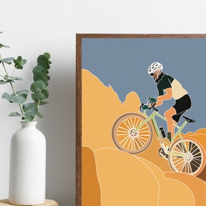 Cyclist Mountain Bike Art Print | A3 Premium Poster | Cycle Gallery ...