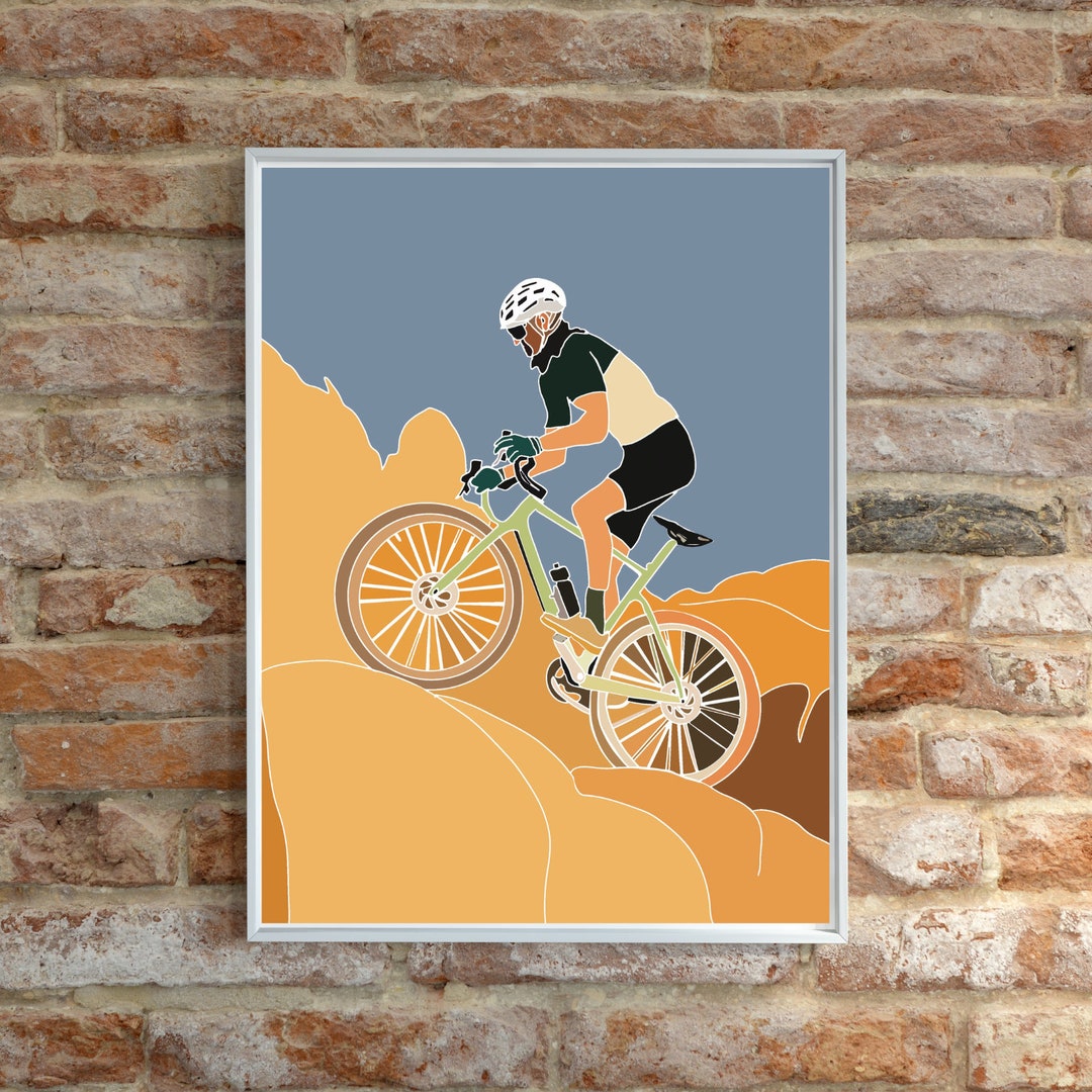 Gravel Bike Rider Art Print | Cyclist Artwork | MTB Love Adventure ...