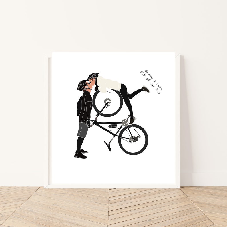 Romantic Cyclists Ride of a Lifetime Art Print - Unique Wedding and ...