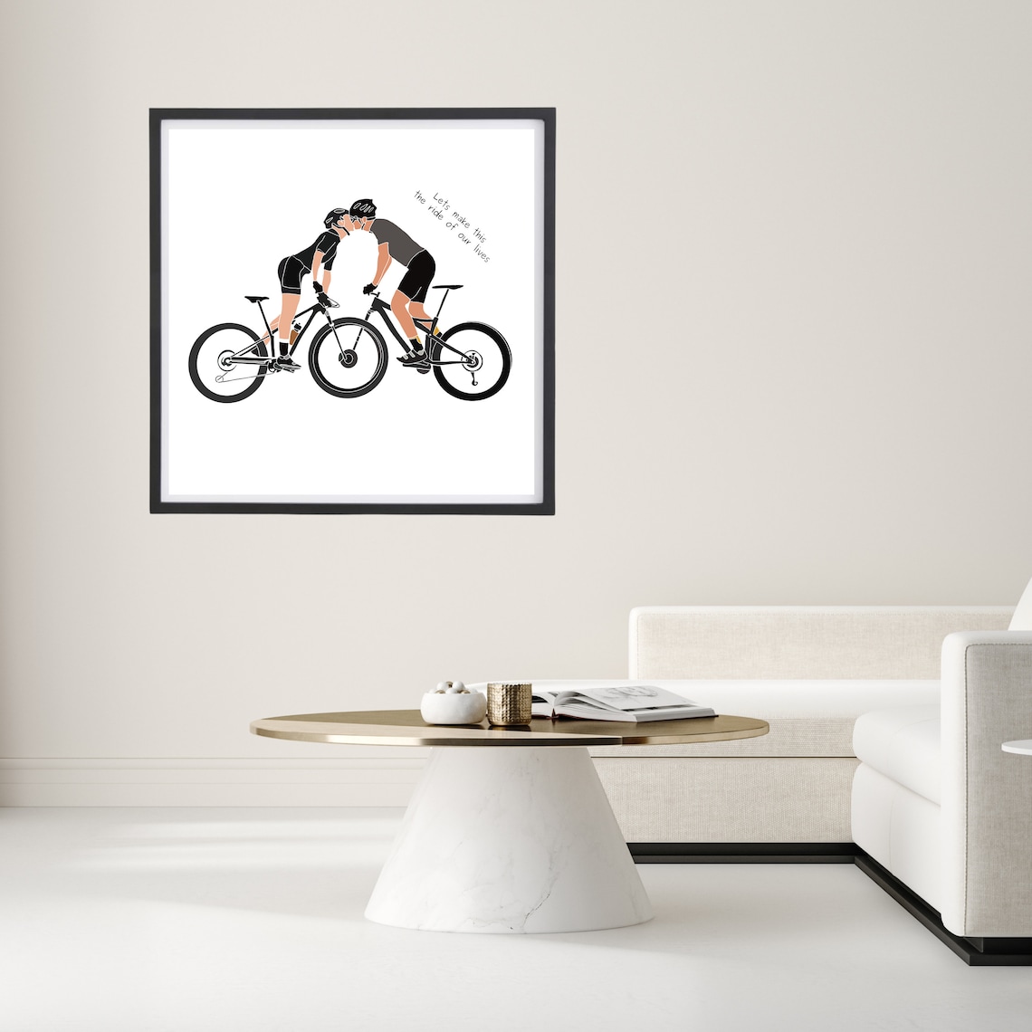 Couples Bicycle Art Print Picture | Love & Cycling Quote | Wedding ...