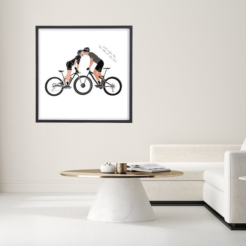 Couples Bicycle Art Print Picture | Love & Cycling Quote | Wedding ...
