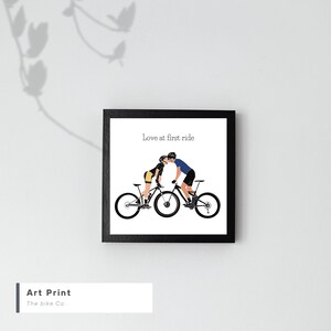 Love at First Ride Couples Cycling Cyclist Art Print | Bike Gifts ...