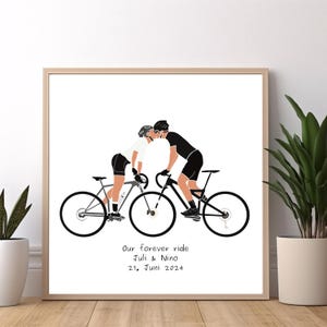 Personalised Couples Love Bikes Road Cyclist Art Print Custom Bike ...