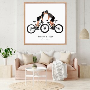 Love Bikes Cyclist Art Print, Personalised Couples Wedding Gifts ...