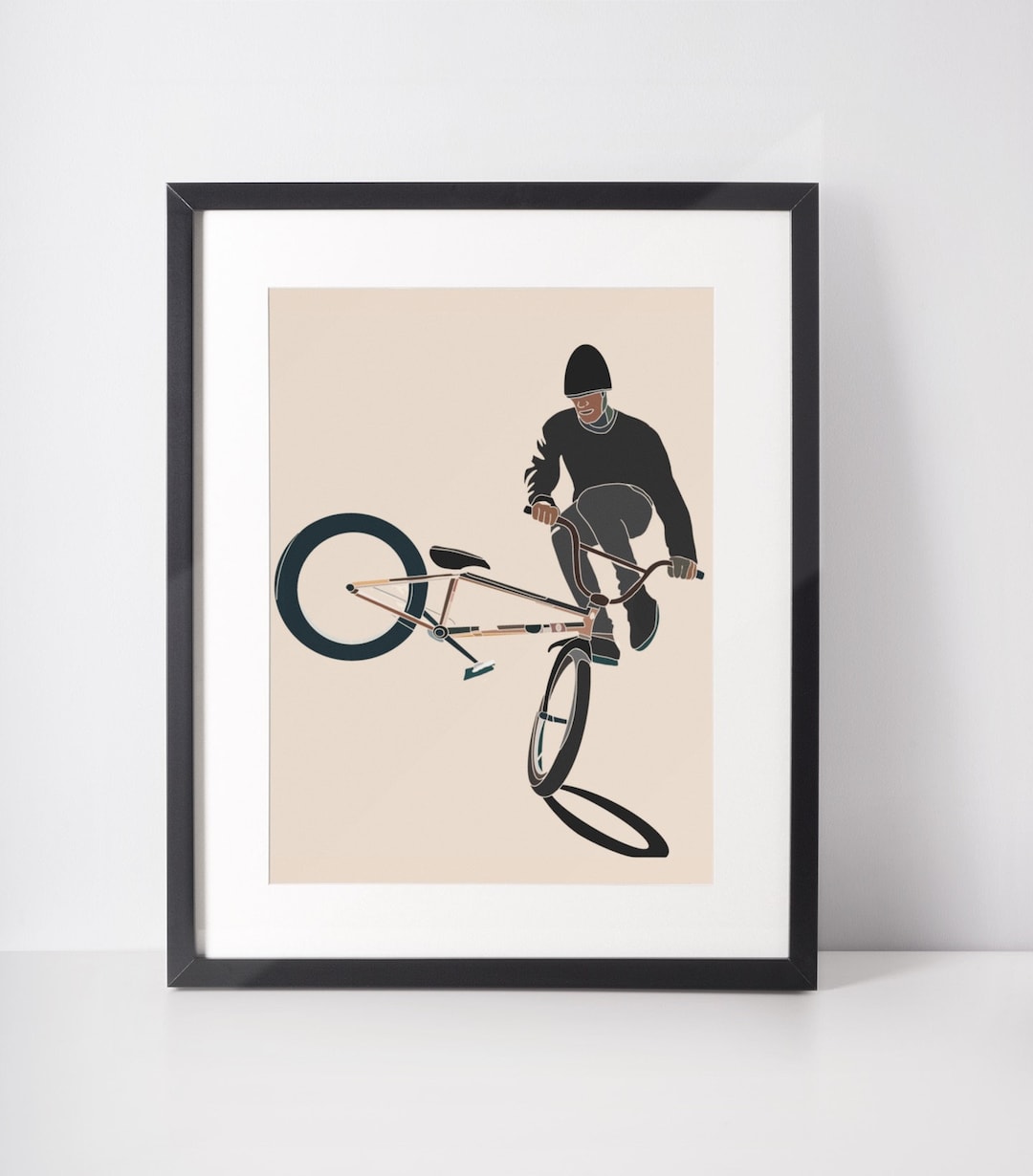 BMX Rider Mountain MTB Bike Art Print | Bike Rider Picture Wall Decor ...