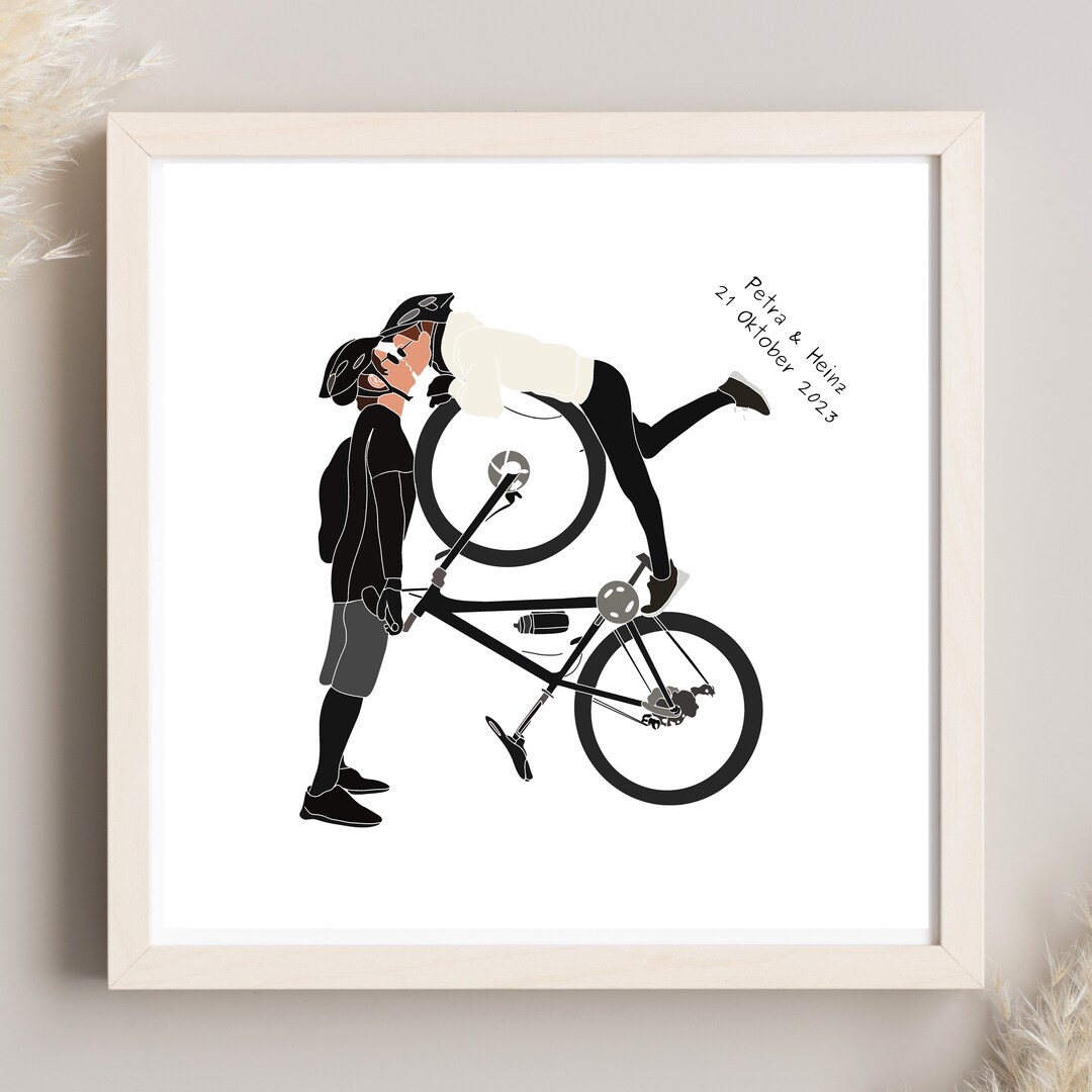 Romantic Cyclists Ride of a Lifetime Art Print - Unique Wedding and ...