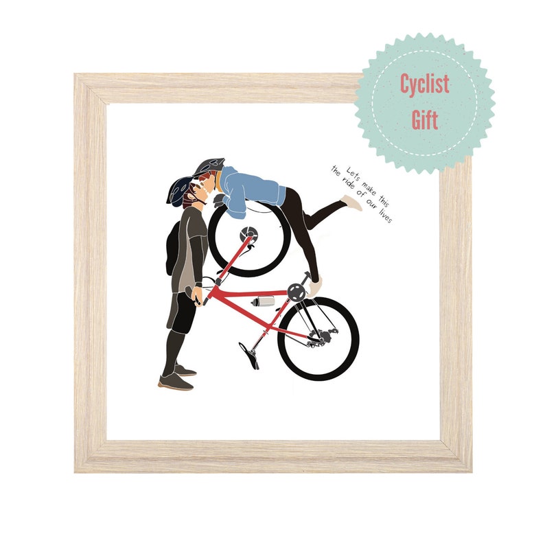 Couples Cycle Gift, Unique Cycling Art Print, Romantic Bike Lovers ...