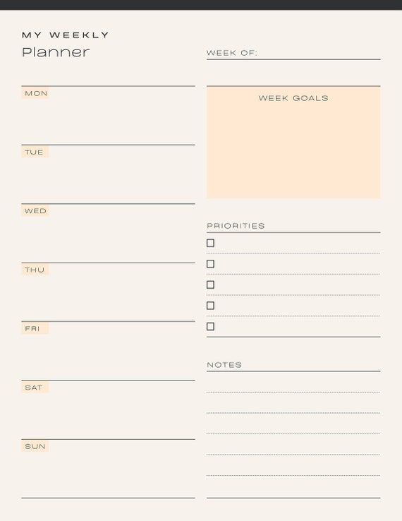 Daily Digital Planner Instant Download Printable Undated - Etsy