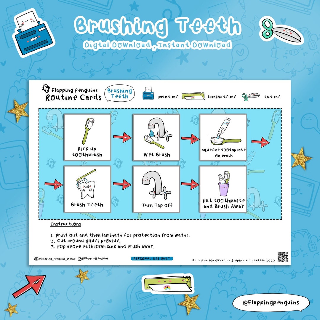 Brushing Teeth Visual Routine Printable Visual Aid - Etsy