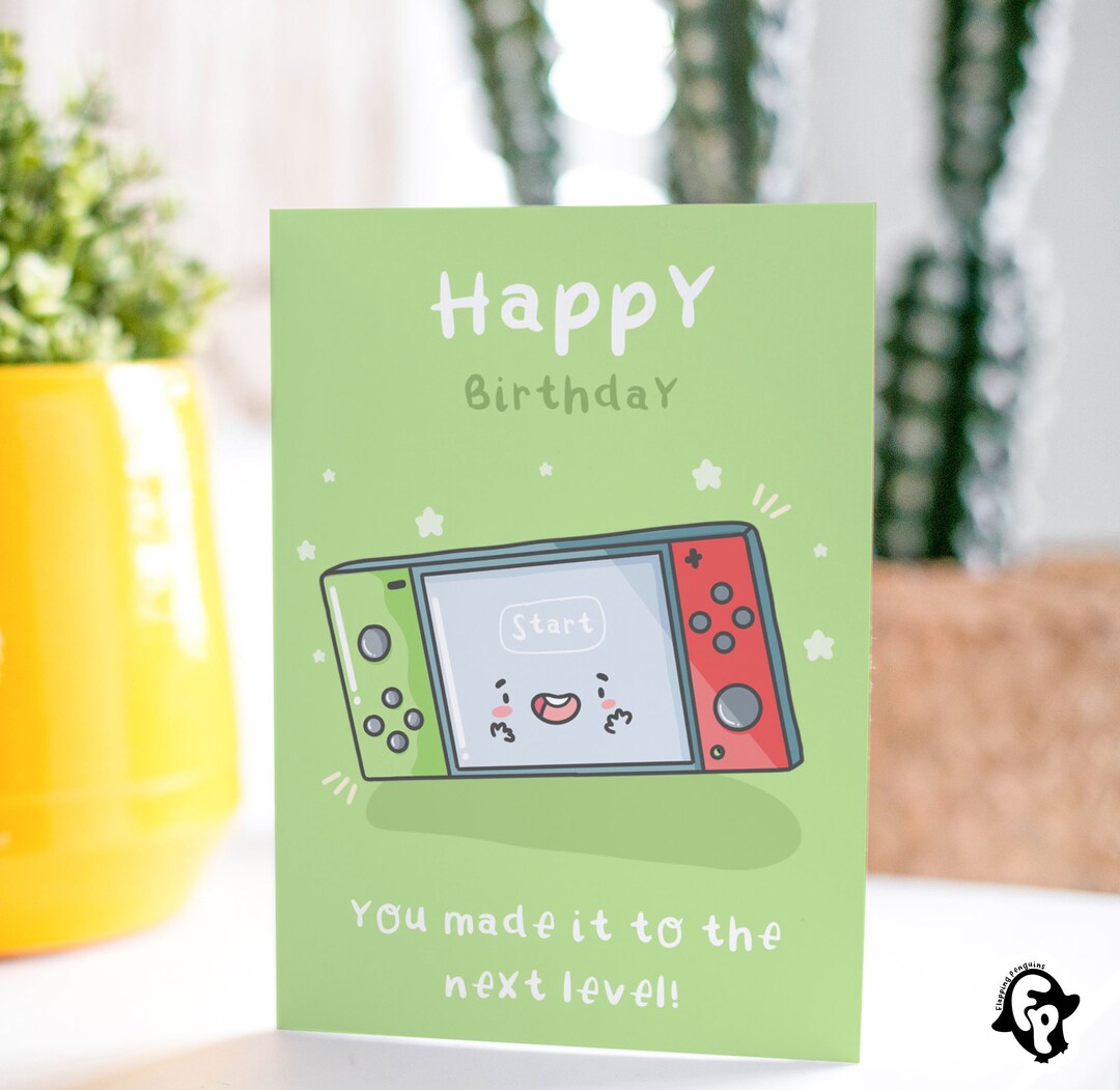 A6 Gaming Birthday Card, Level up Card - Etsy