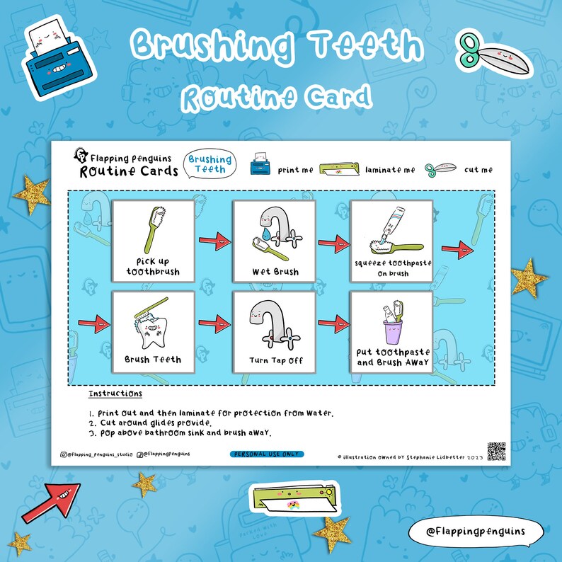 Brushing Teeth Visual Routine Printable Visual Aid - Etsy