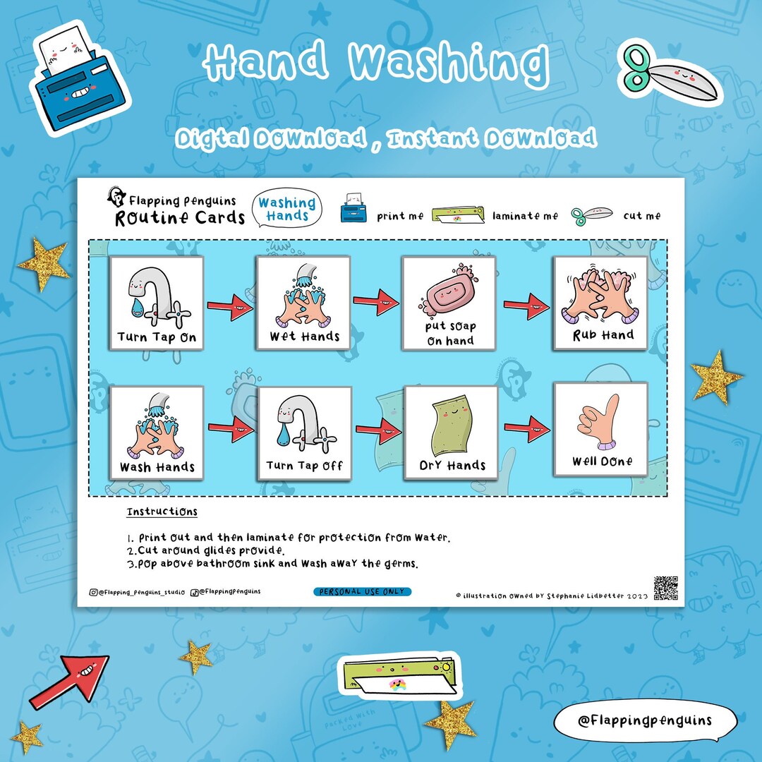 Washing Hand Visual Routine Printable Visual Aid Autism Asd - Etsy