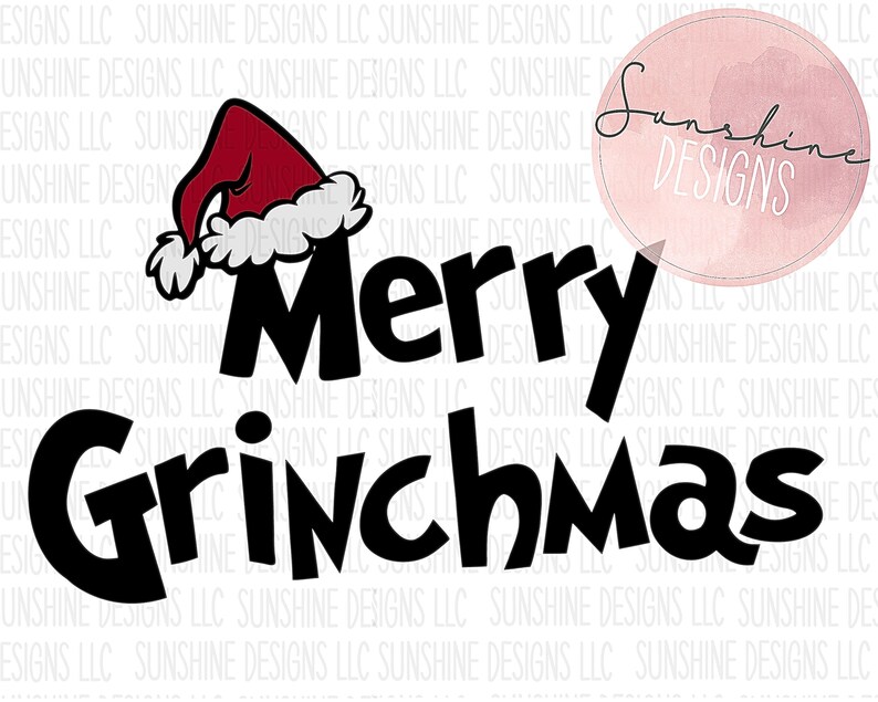 Merry Grinchmas With Santa Hat PNG Download File - Etsy