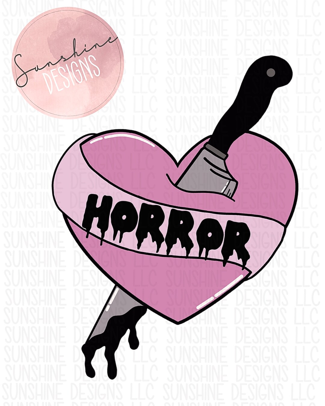 Cute Horror Heart With Knife Instant Download Pngfile - Etsy