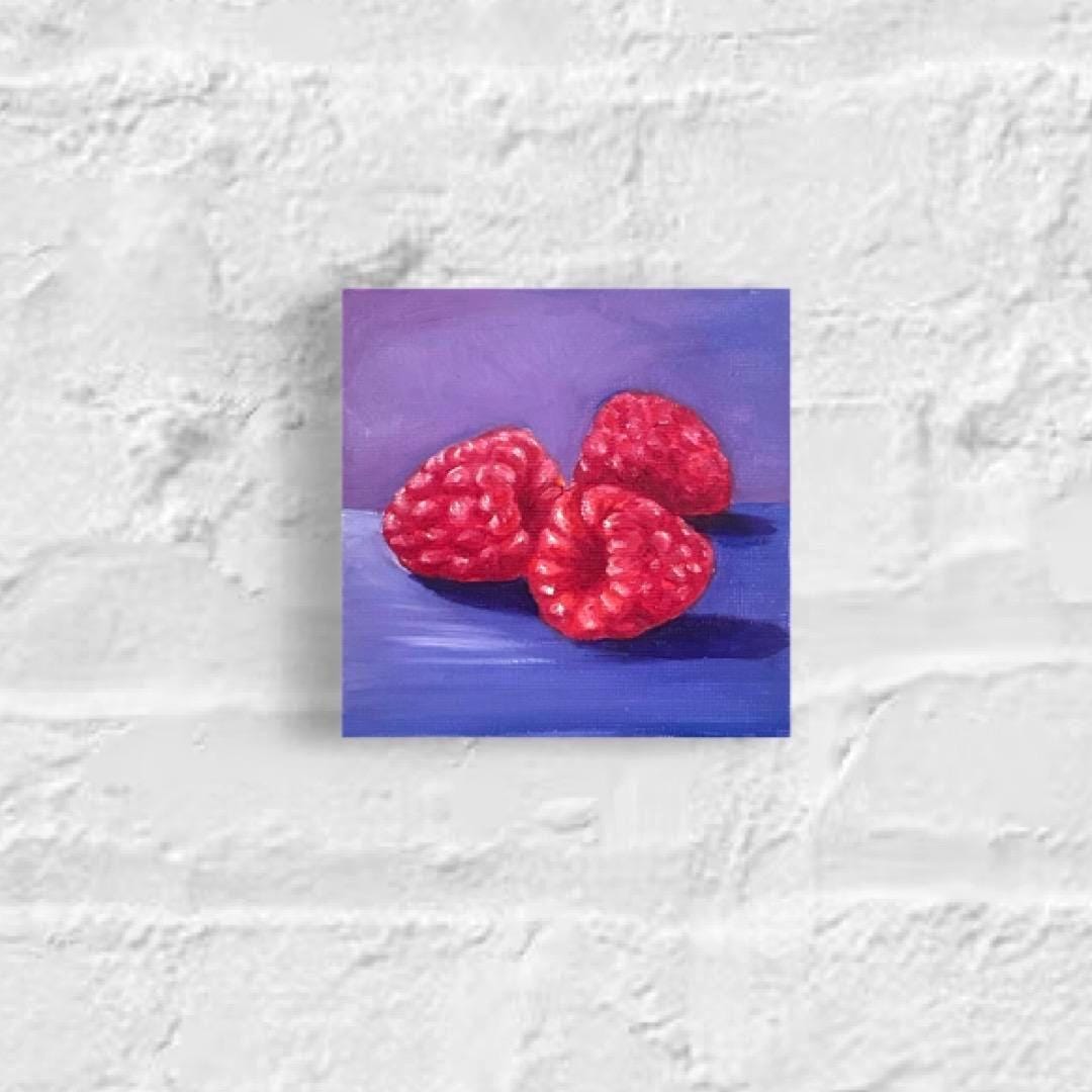 Raspberries - Original Mini Oil Painting on Canvas | Fruit Art | Unique ...