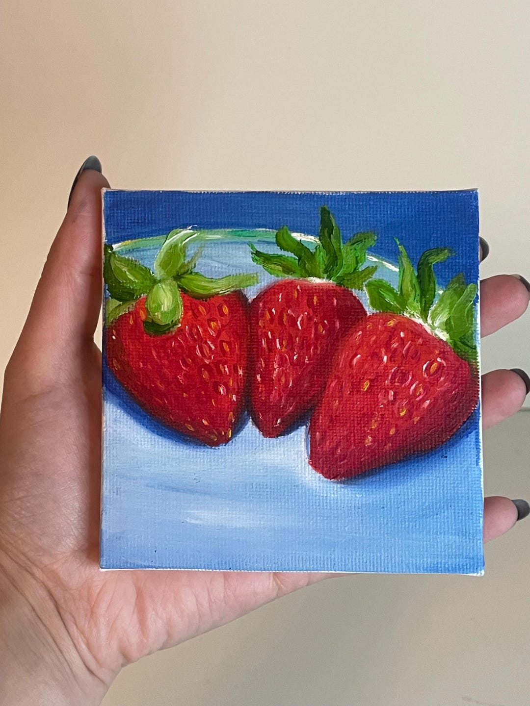 Strawberries Mini Original Oil Painting on Canvas - Etsy