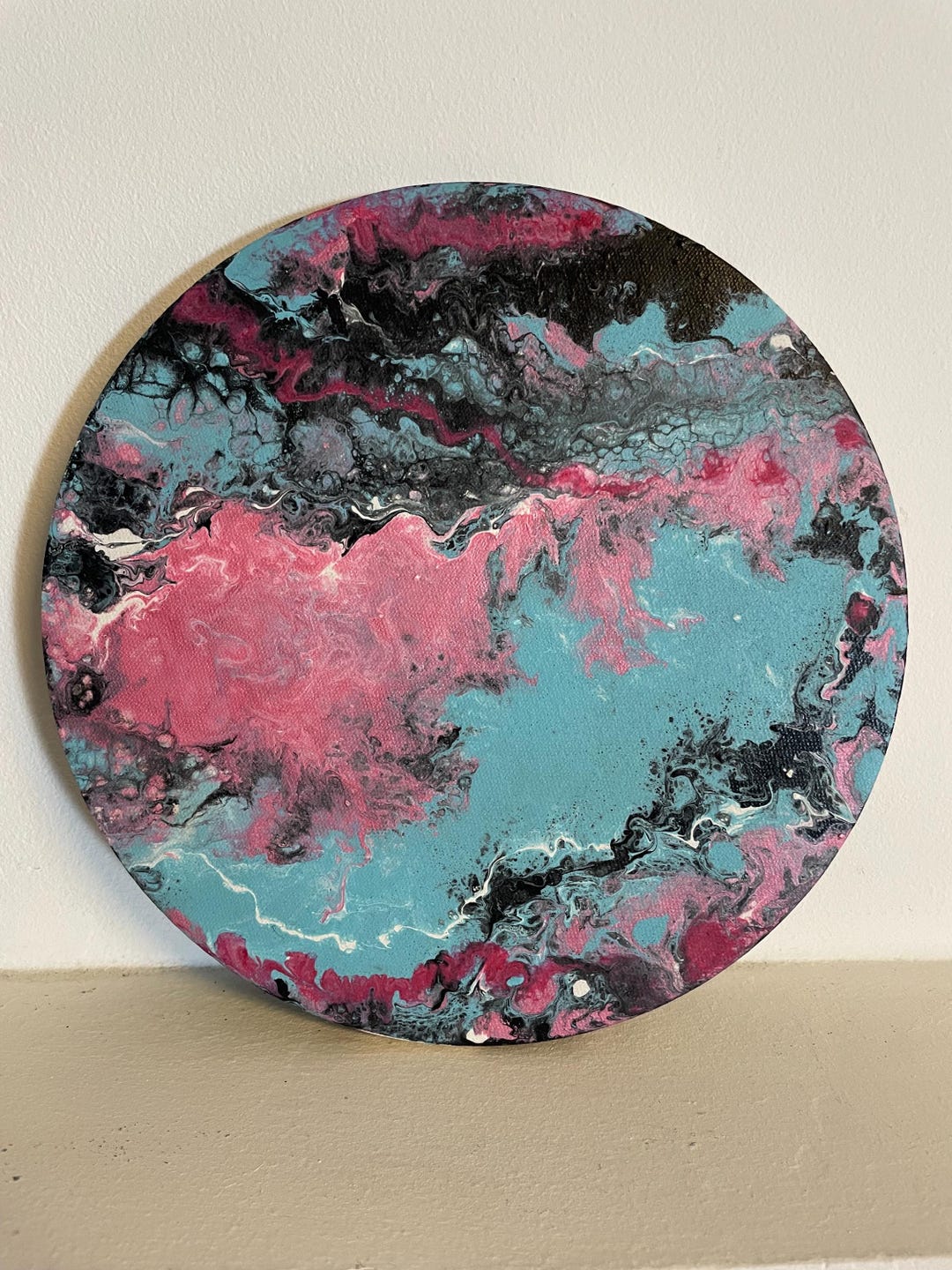 Round Abstract Original Acrylic Painting on Canvas - Etsy