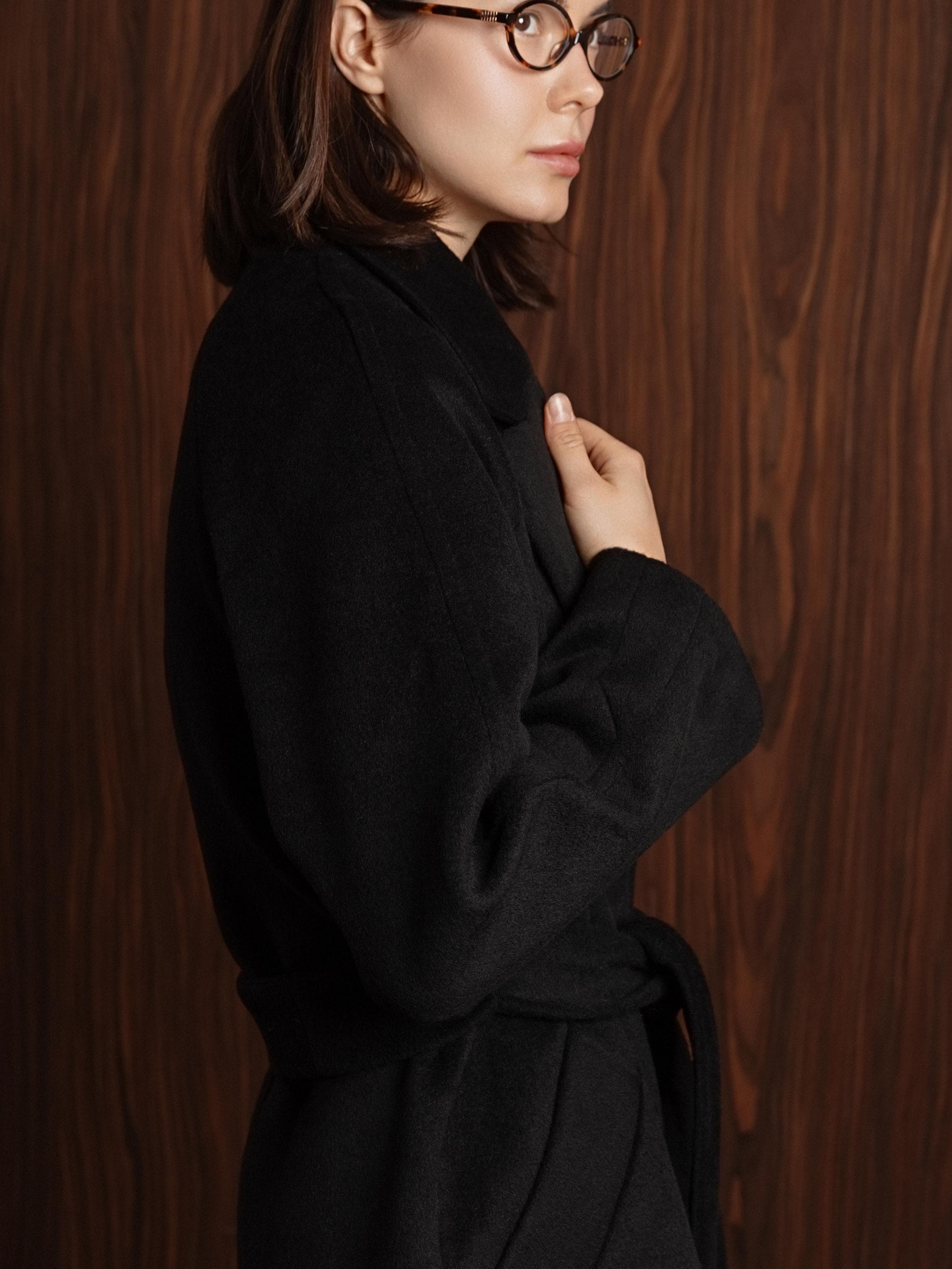 Luxury Black Wool Coat, Black Woolen Coat, Lined Warm Winter Coat ...