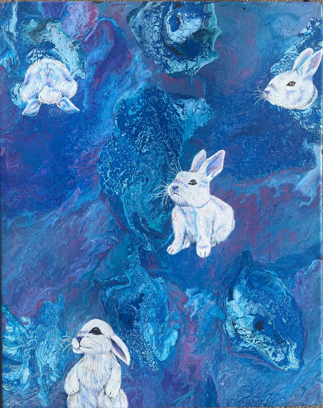 Print ~ Down the Rabbit Hole - Fine Art Prints, Oil Painting, Rabbits ...