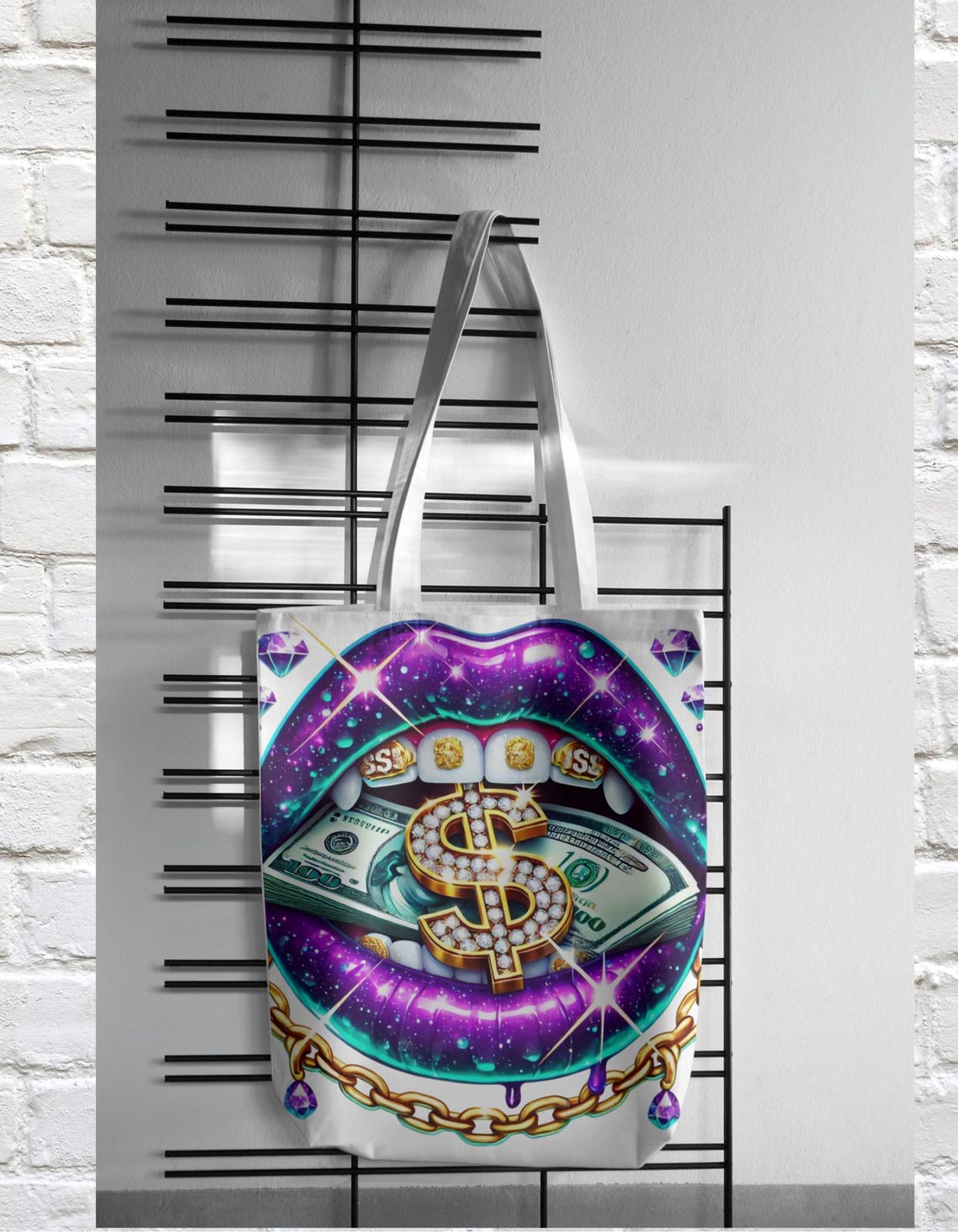 Pretty in Purple, Money Lips Art, Bling, Dollar Sign,png - Etsy
