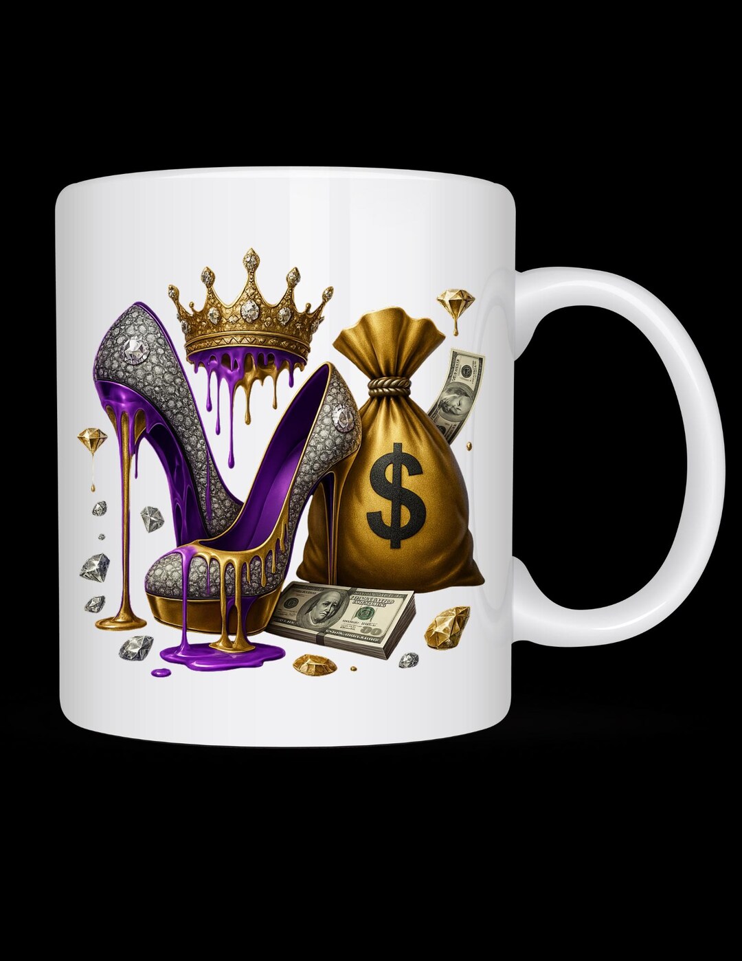 Sassy Black Girl PNG: Purple & Gold Diamonds, Make Money (digital ...