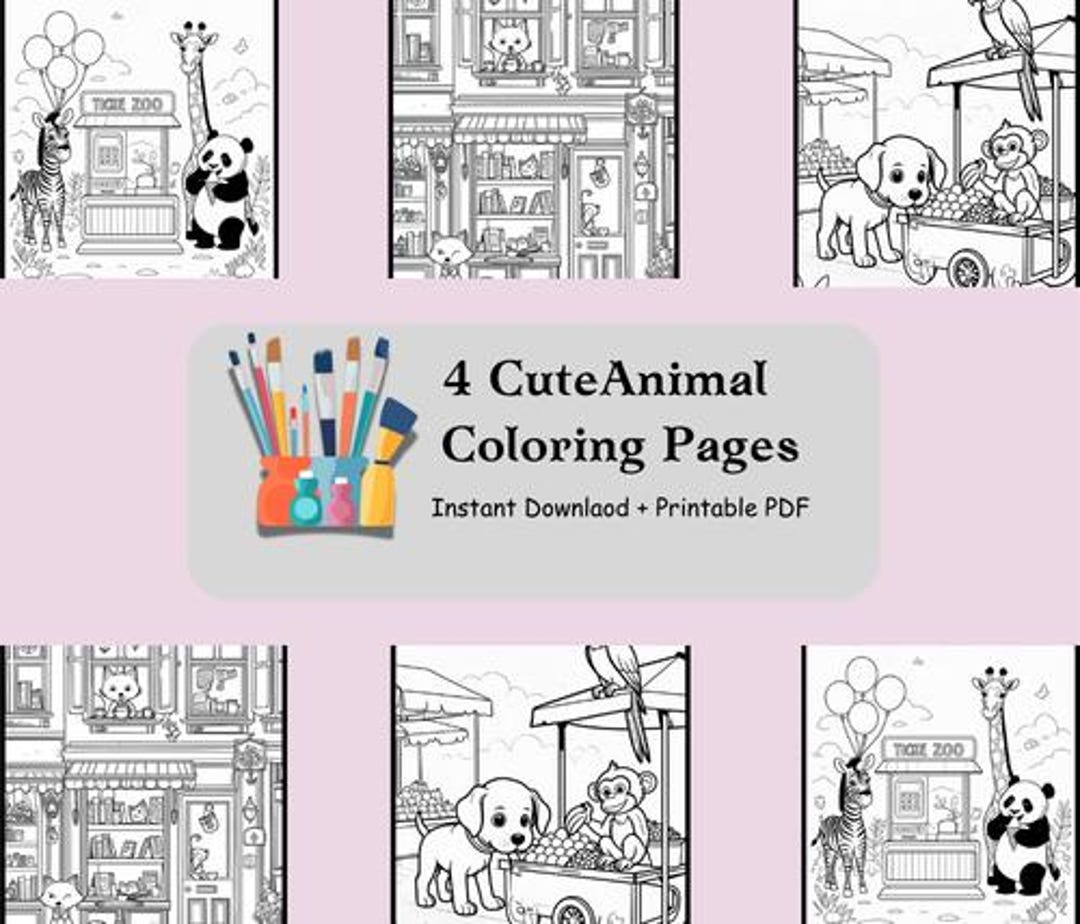 4 Adorable Animal Coloring Pages | City Adventure Scenes for Kids ...