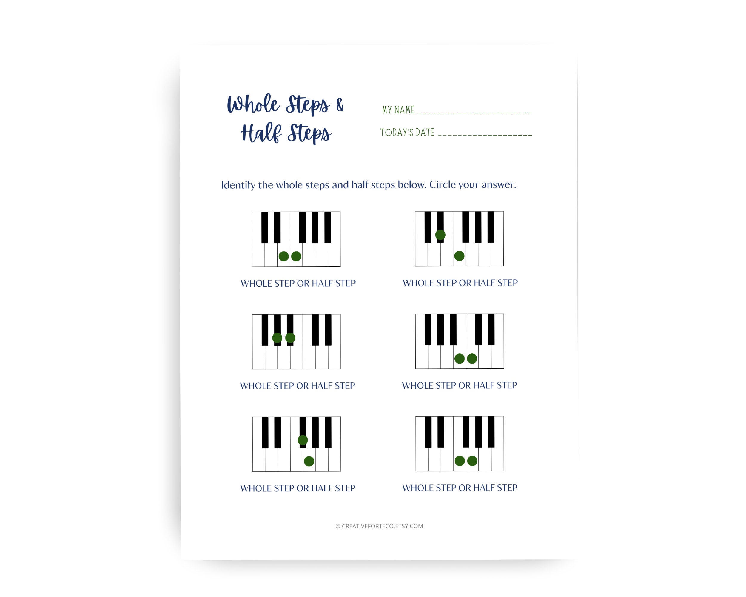 Whole Steps and Half Steps Worksheet | Music Theory Printable ...