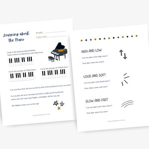 Learning About the Piano Worksheet | Kids First Piano Lesson Worksheet ...