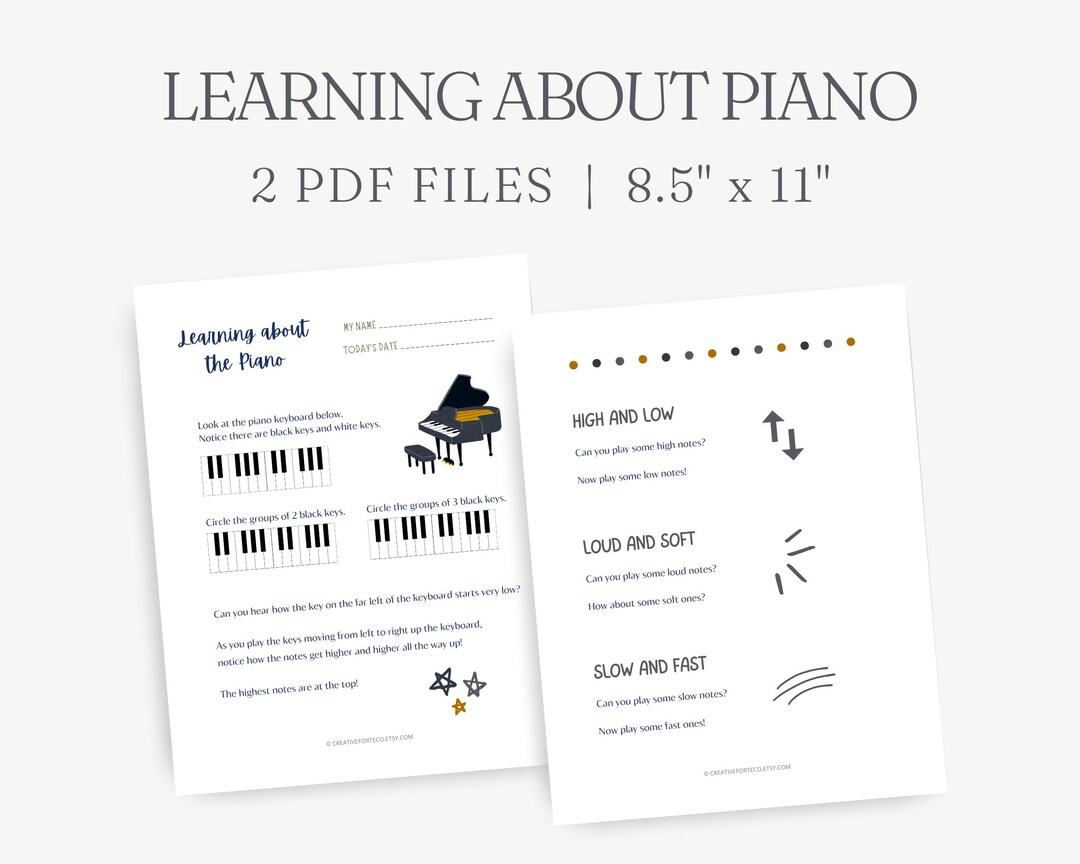 Learning About the Piano Worksheet | Kids First Piano Lesson Worksheet ...