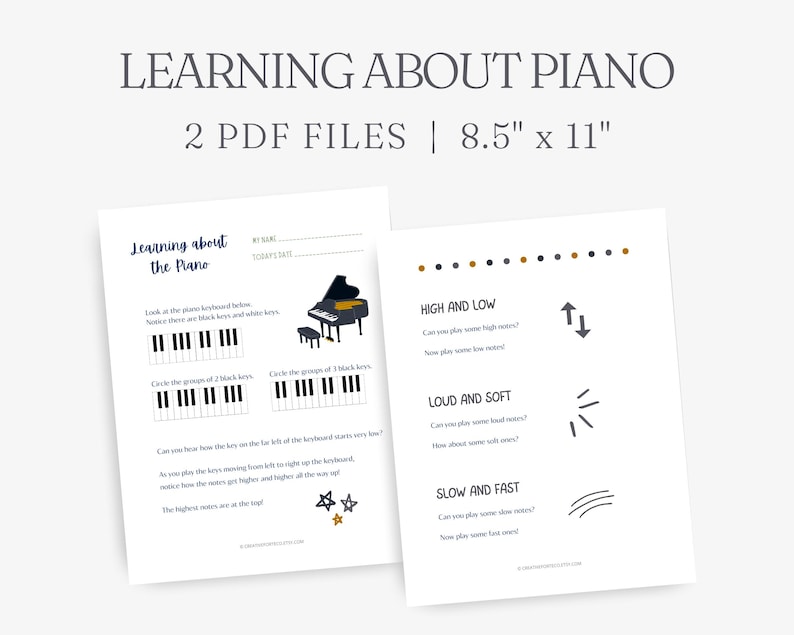 Learning About the Piano Worksheet | Kids First Piano Lesson Worksheet ...