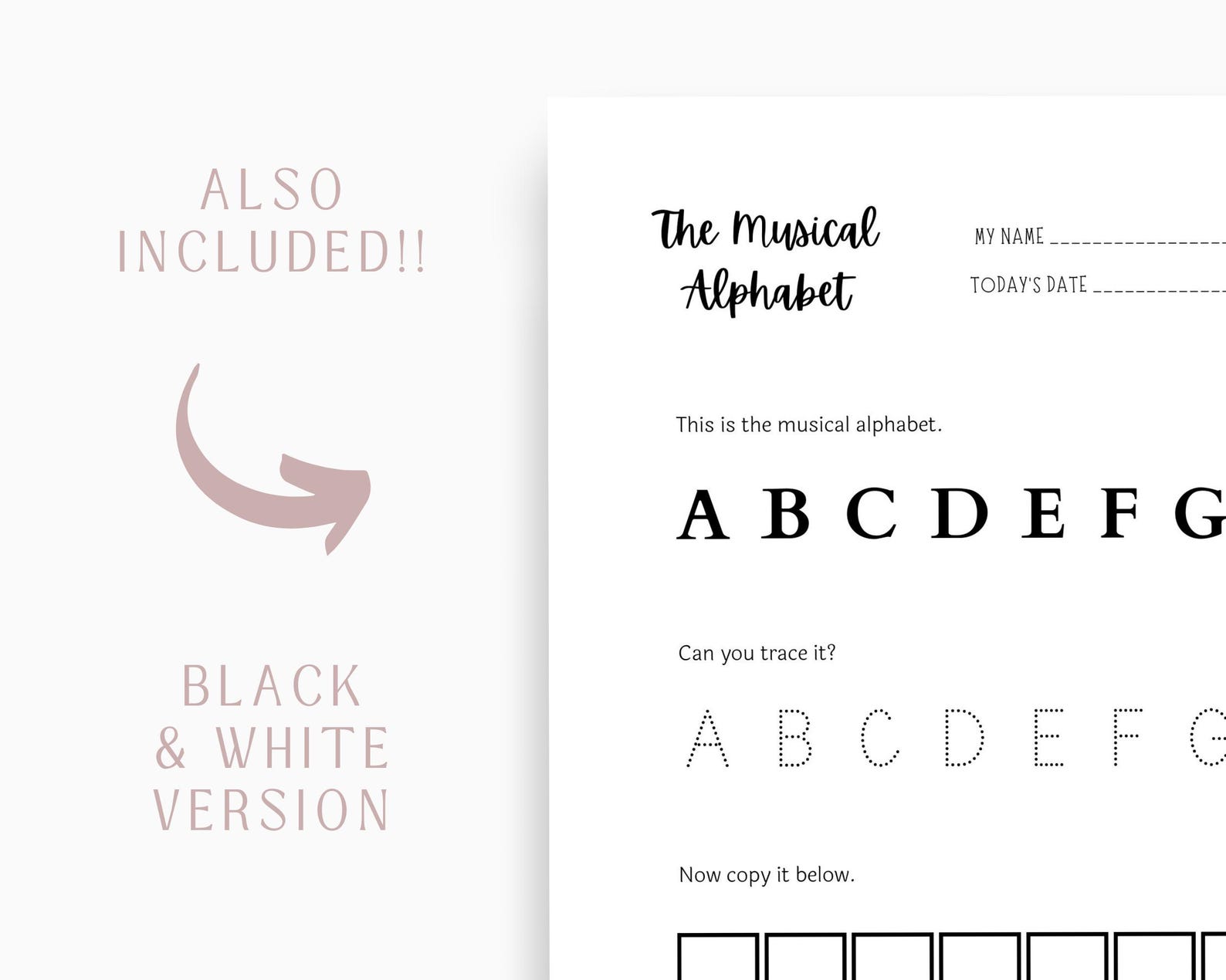 Musical Alphabet Worksheet | Kids Music Theory Printable | Beginner ...