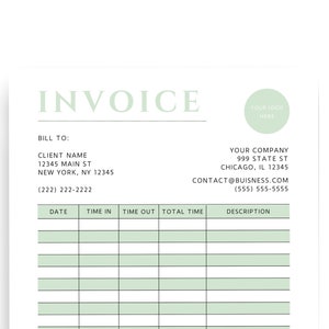 Invoice Canva Template | Time Sheet Template | Editable Invoice ...