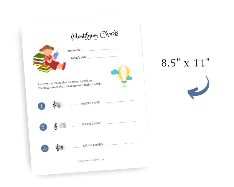 Chord Identification Worksheet for Kids | Basic Chord Identification ...