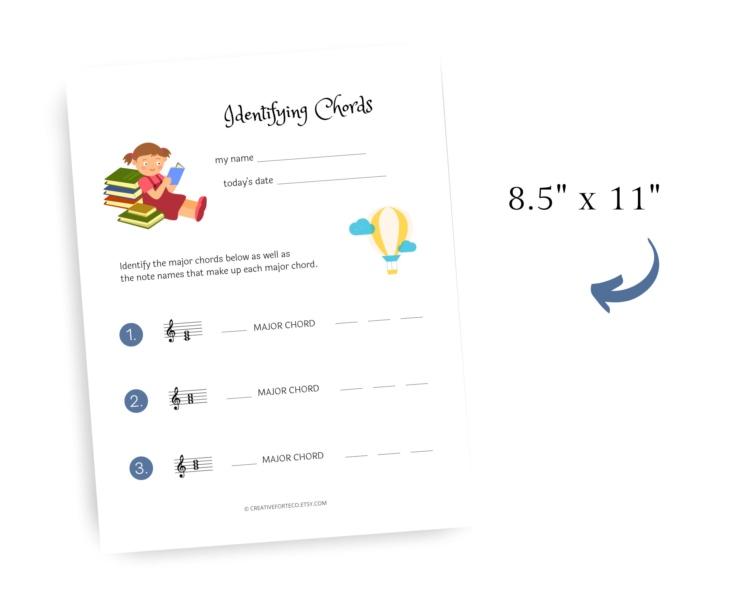 Chord Identification Worksheet for Kids | Basic Chord Identification ...
