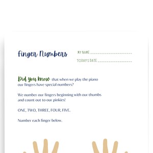 Finger Numbers Worksheet | Beginner Piano Lessons Worksheet | Kids ...