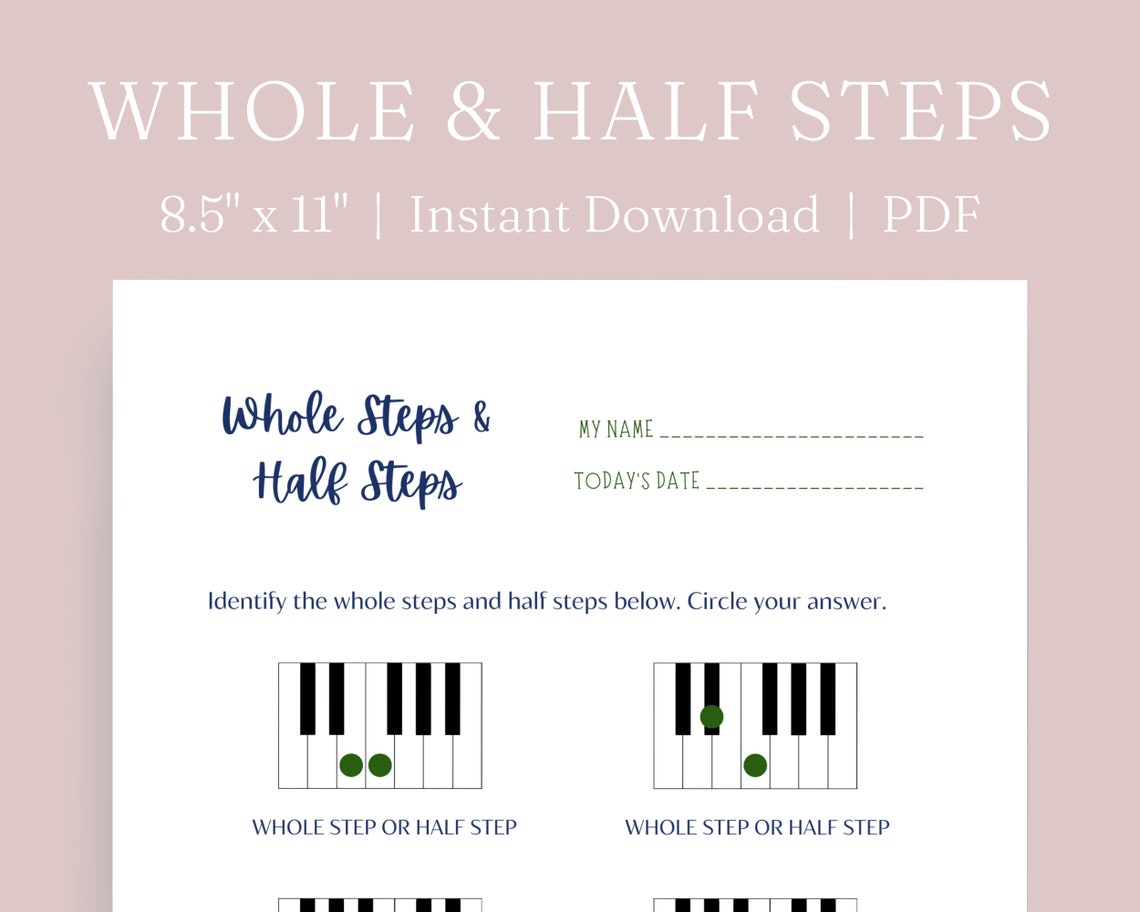 Whole Steps and Half Steps Worksheet | Music Theory Printable ...