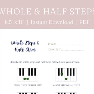 Whole Steps and Half Steps Worksheet | Music Theory Printable ...