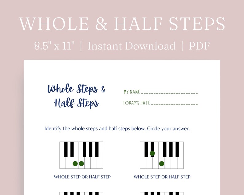 Whole Steps and Half Steps Worksheet | Music Theory Printable ...